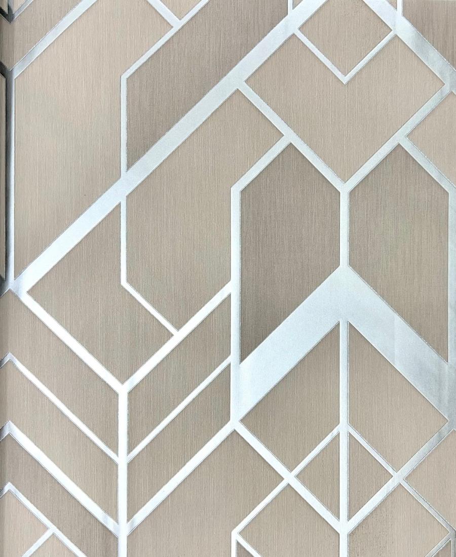 Silver Stripe Geometric Cream Color Wallpaper FE3082 – Daylight Decore
